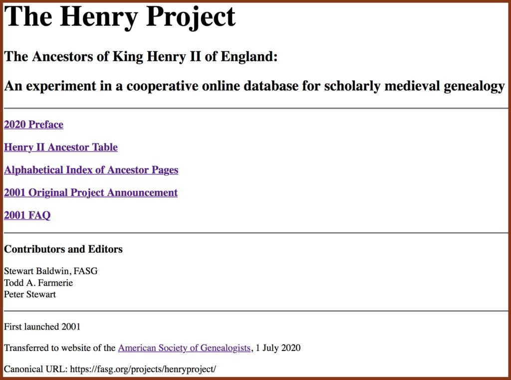"The Henry Project" Now Hosted on the ASG Website - American Society of ...